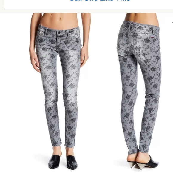 etienne marcel | Jeans | Etienne Marcel Gray Floral Print Skinny Je ...